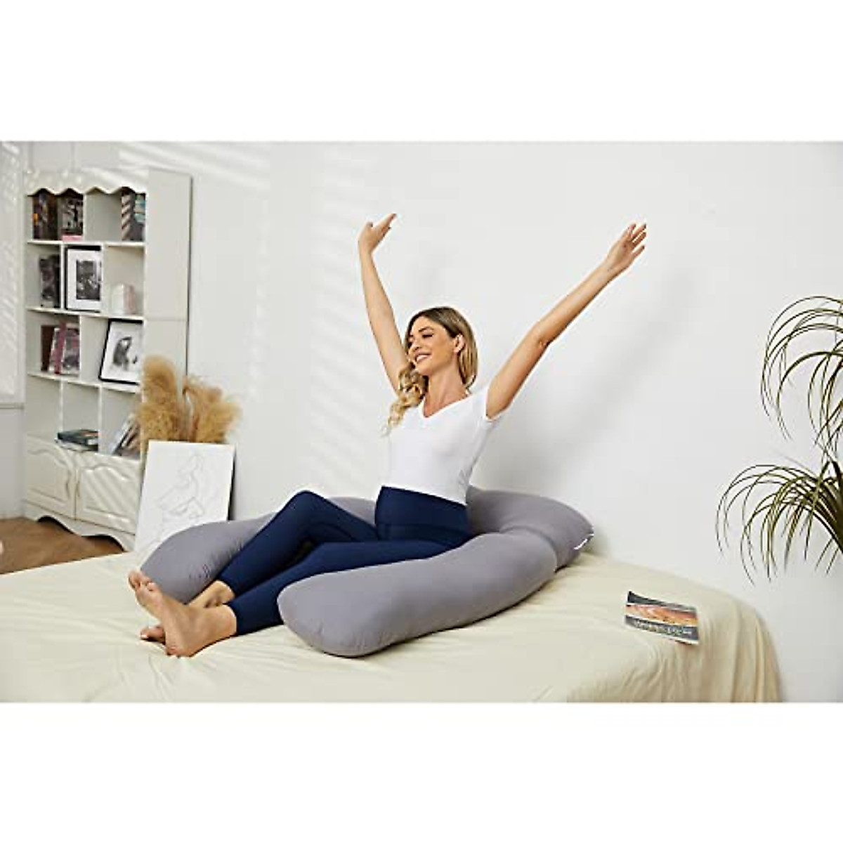 Bedbee Pregnancy Pillow for Sleeping, U Shaped Maternity Pillow with Microfiber Removable Cover, Support Back, Hips, Legs, Belly for Pregnant Women Sleeping