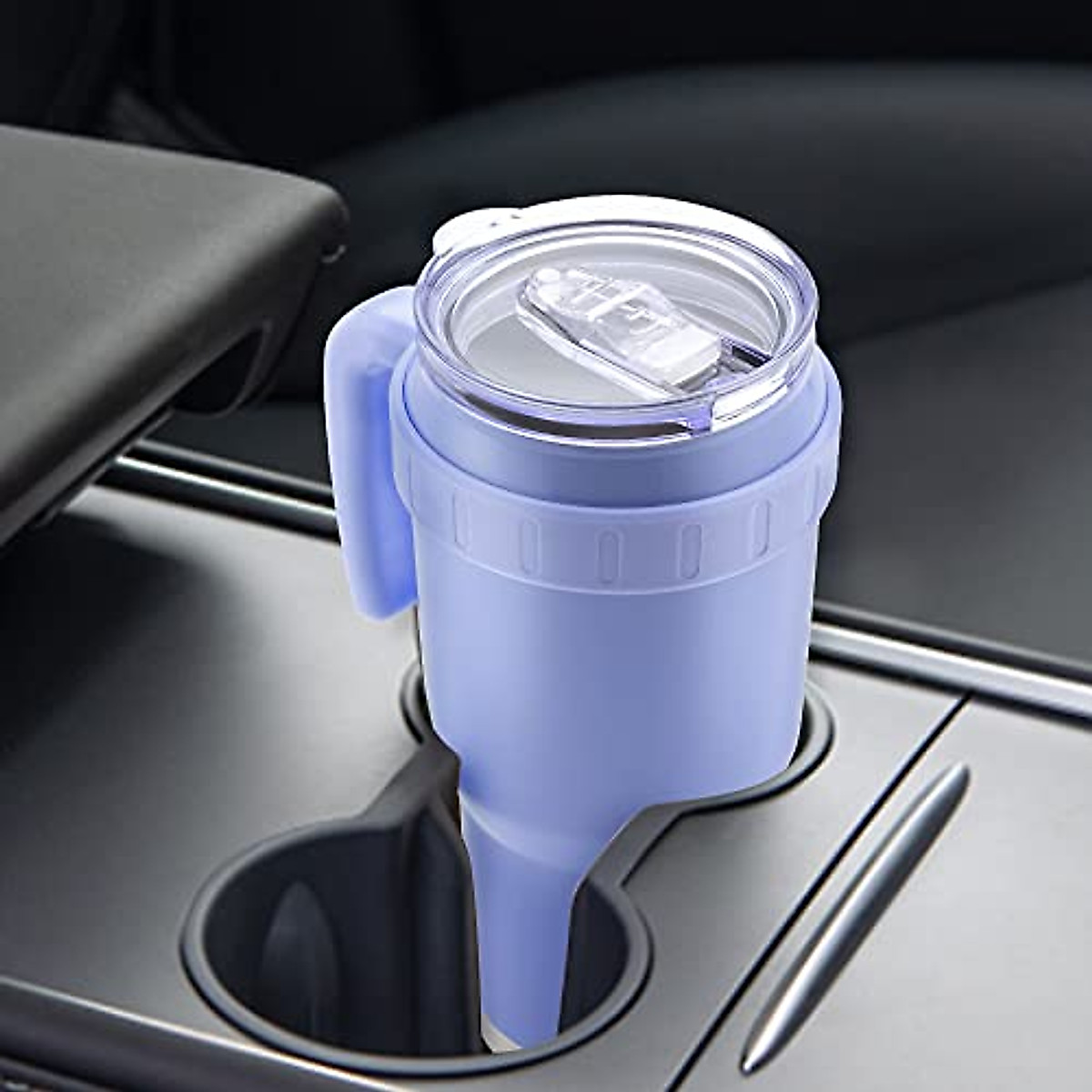 VALESKA 40oz Tumbler with Handle and Straw, Stainless Steel Insulated Vacuum Double Wall Coffee Travel Mug, Insulated Tumbler Cups, Keep Hot and Cold, Dishwasher Safe, Leak Proof, BPA Free - Purple