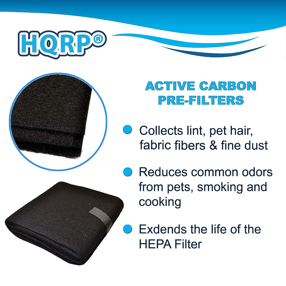 HQRP Cut-to-fit Carbon Pre-Filter Compatible with Honeywell HPA300, 50100, 50150, 50250-S, 17000-S, 50255, 50300, 51360, 51376, 51500, 51771 models