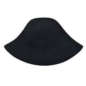 ZLYC Womens Winter Wool Bucket Hats Warm Solid Fedora (Black)