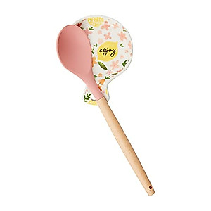 Mud Pie Lemon Spoon Rest Set, Multi, rest 5.75" x 4.5" | spoon 12 1/2"