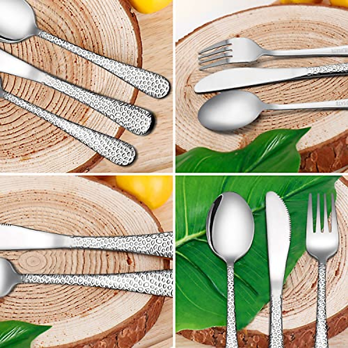 12-Piece Toddler Kids Silverware Set, HaWare Stainless Steel Hammered Flatware Cutlery, Children Tableware Includes 4 Spoons 4 Forks 4 Butter Knives, Ideal for Preschooler, Dishwasher Safe