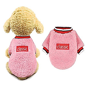 Flannel Classic Pet Puppy Sweater for Small Dogs Winter Warm Dog Clothes Soft Doggie Sweater Fashionable Dog Coat Dog Sweatshirts Dog Pullover Dogs Cats (1 Pack, Pink, L)