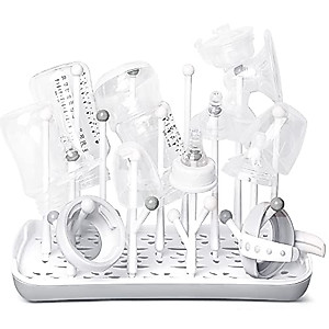 Baby Bottle Drying Rack with Tray, Termichy High Capacity Bottle Dryer Holder for Bottles, Teats, Cups, Pump Parts and Accessories, Gray