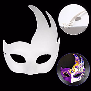 Qavctw 16PCS DIY White Masks Paper Cosplay Christmas Party Mask Unpainted Plain Craft Masquerade Masks for Christmas Mardi Gras Party Mask