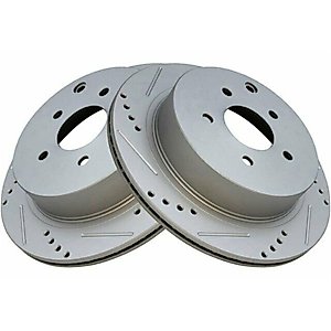 6JUEBING6 2pcs Disc Brake Rotor Set Rear Side Performance Drilled and Slotted for Nissan for Murano 3.5L 2003-2007 2009-2017 for Pathfinder 3.5L 2013-2017 for Quest 3.5L 2004-2009 2011-2017