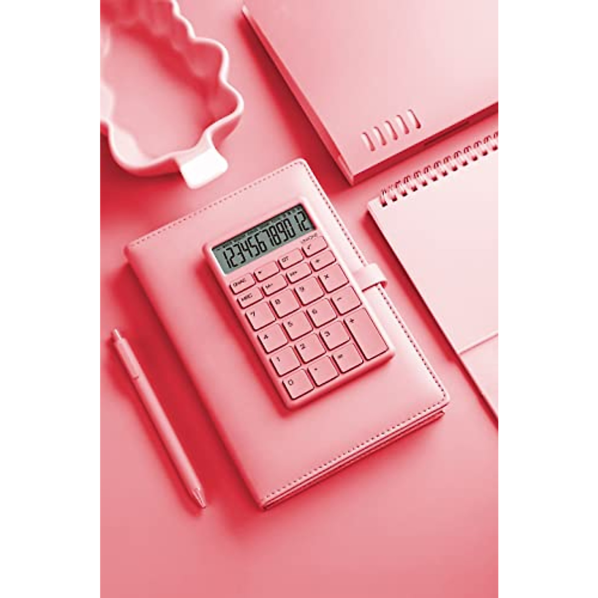 UNIONE Pocket & Desktop Pink Calculator with a Bright LCD, Dual Power Handheld Desktop. Color. Business, Office, High School