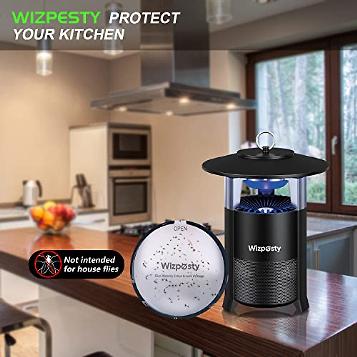 Wizpesty Triple Capture Mosquito Trap Indoor/Outdoor Half Acre Flying Insect Trap Sucks in Bugs. Natural No Deet, Waterproof IPX4, Lightweight, USB Powered