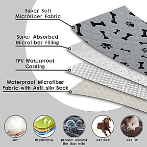 Dog Crate Pee Pads - Wahable Dog Rugs Non-Slip Puppy Pads for Small Dogs, Water Absorb Training Pads (2030 Gray)