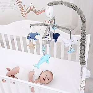 Baby Mobile for Crib,ACRABROS Crib Mobile for Boys Girls,35 Lullabies Digital Musical Box,Woodland Nursery Decor Toys,Ocean Animals