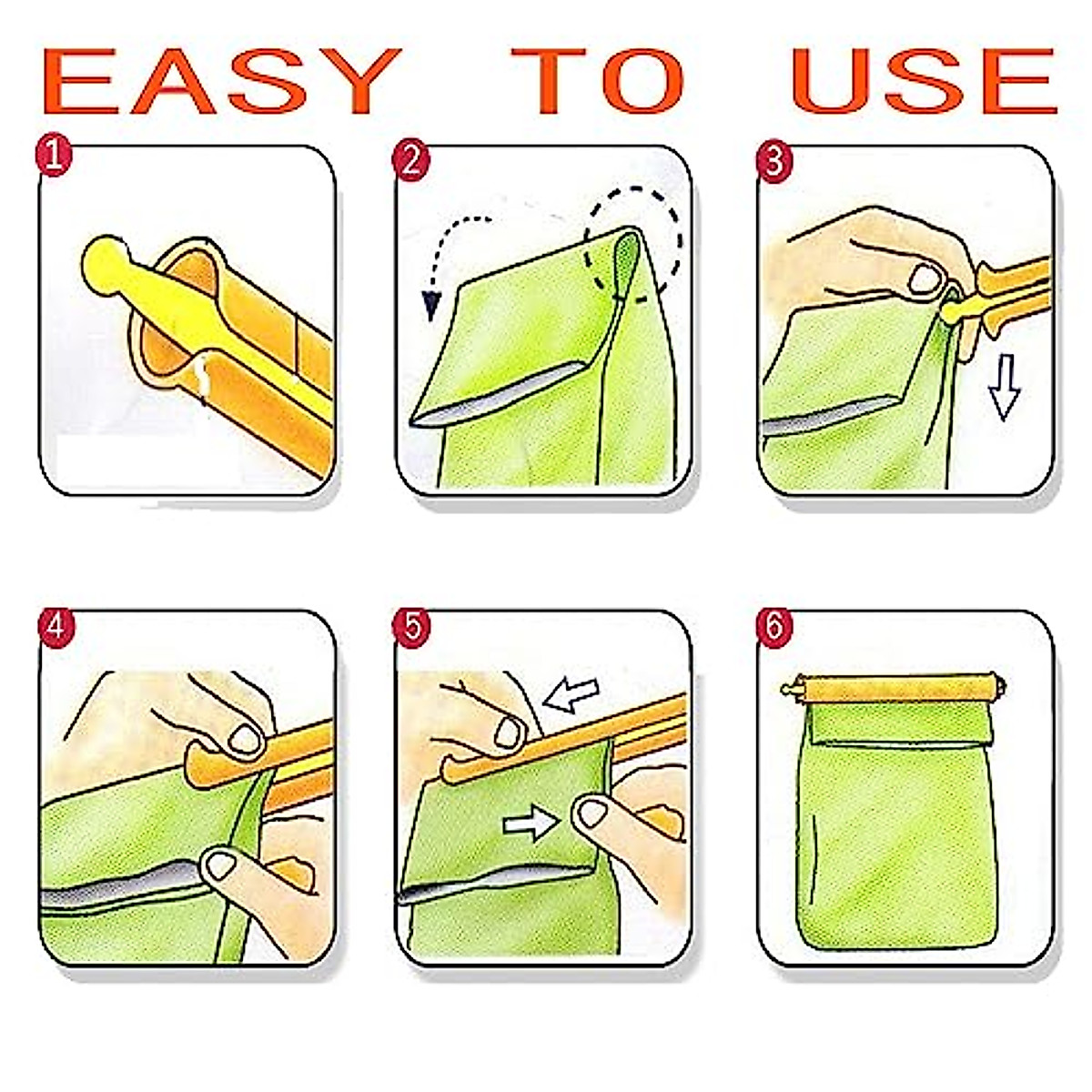 ANCHDO 16pcs Bag Sealer Sticks，4 Lengths，Plastic Bag Sealer Clips Sticks Slide On Bag，Gripstik Bag Sealer Slide Sticks for Food Storage ，Bread and Snack Bags