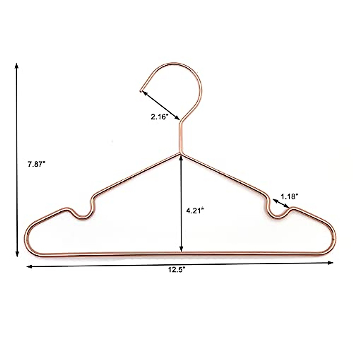 Koobay 12.5" Children Rose Gold Clothes Hangers, 10-Pack, Shiny Steel Wire Shirts Coat Slacks Clothes Hangers Storage Display