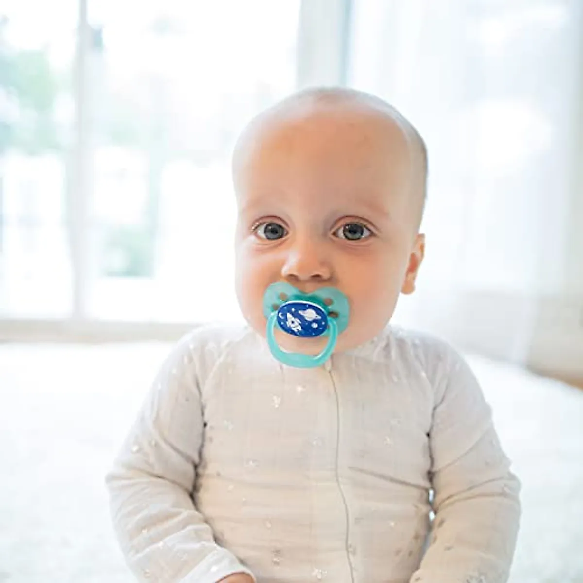 Dr. Brown's Advantage Symmetrical Pacifier with Air Flow, Blue Glow-in-the-Dark, 4-Pack, 0-6m