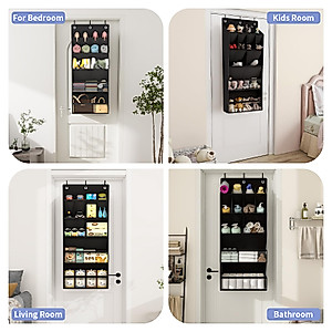 FENTEC 2 Pack Over the Door Shoe Organizers, Hanging Shoe Organizers with Large Pocket Shoe Holder Hanging Shoe Rack for Closet Shoe Organizer for Wall, Over Door Organizer with 30 Pockets, Black