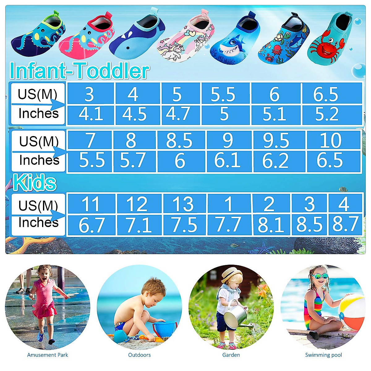 Bigib Toddler Kids Swim Water Shoes Quick Dry Non-Slip, Shark, Size Toddler 8.0