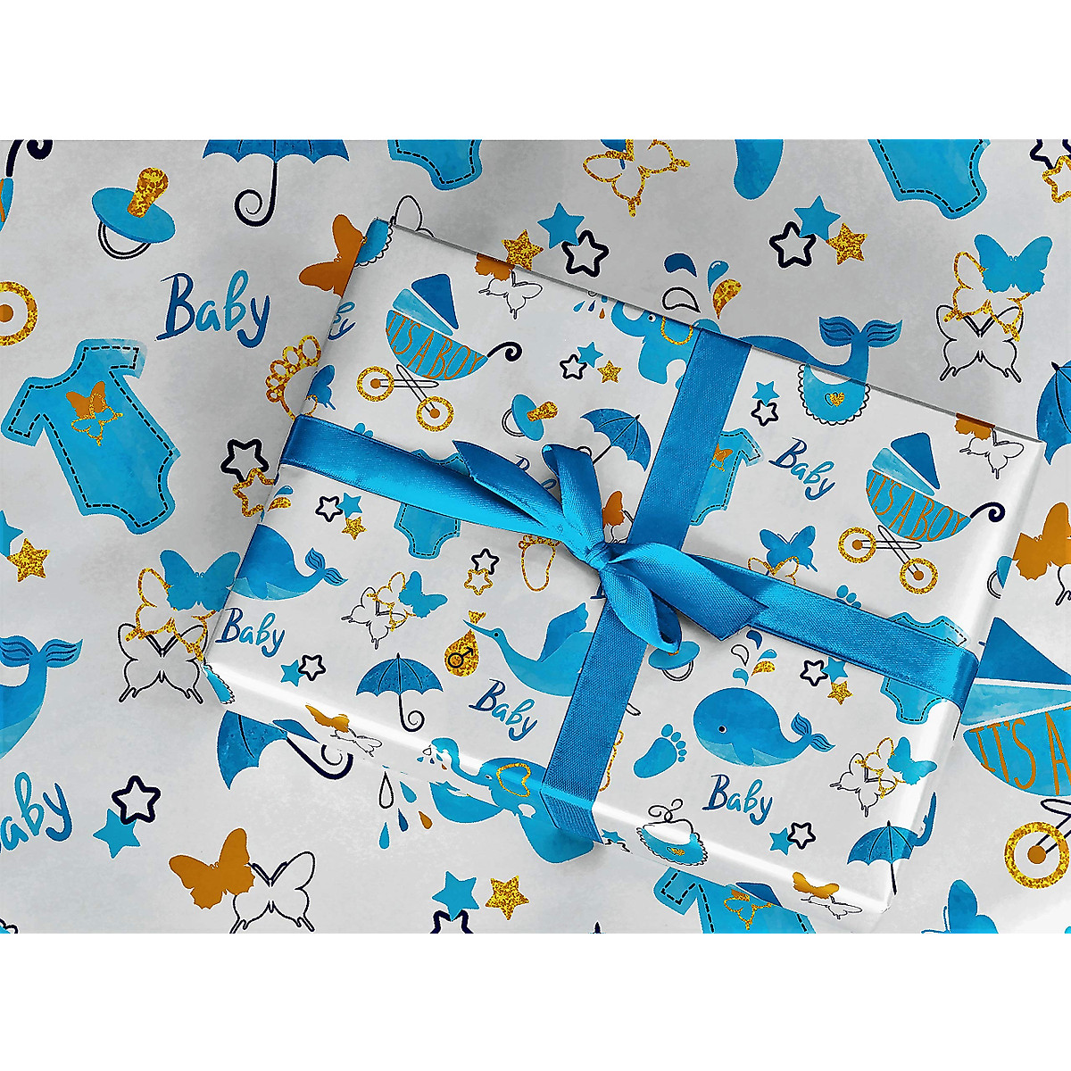 Gift Wrapping Paper 30" x 84" Sheet Vintage Style (Baby Boy)