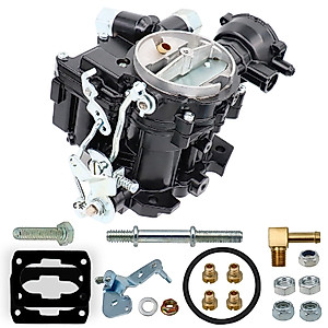THUNDERMINGO Marine Carburetor for Mercruiser 2 Barrel Carburetor for Rochester Mercarb 3.0L 4.3L 2.5L 4CYL 5.0L 5.7L Engine with Jets and Gasket W/Electric choke and Long Linkage OEM #3310-864940A01