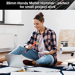 ValueMax Rubber Mallet, 16oz Rubber Mallet Hammer And 35mm Double-Faced Soft Mallet, Fiberglass Handle With Soft Grip, Solid Head, 2 Piece Black Mallet Set