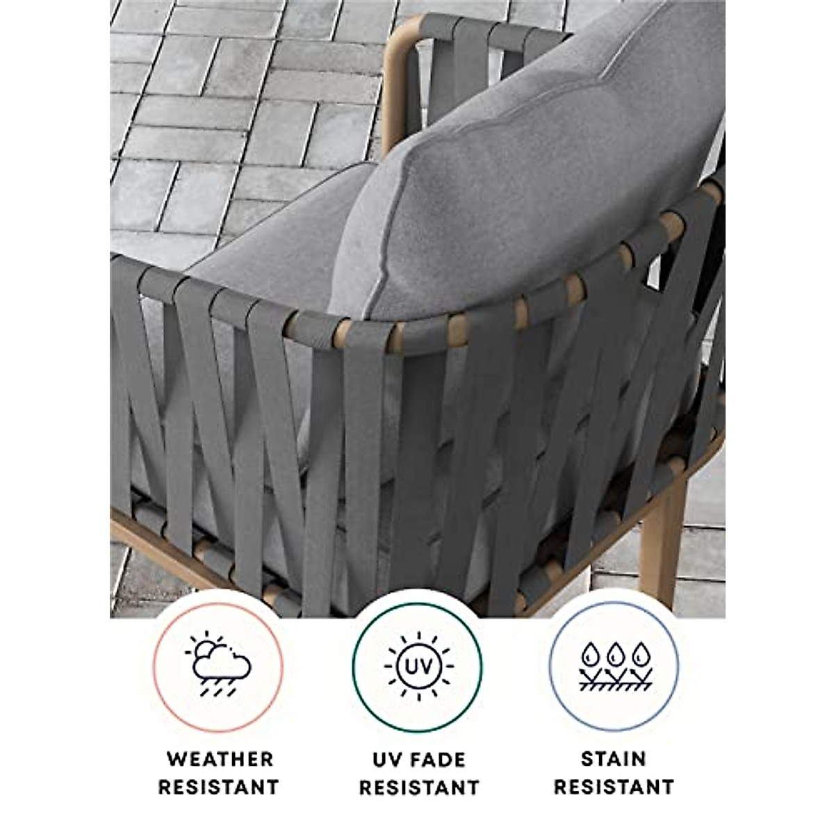 Honeycomb Outdoor Textured Solid Platinum Grey Deep Seating Patio Cushion Set: Resilient Foam Filling, Weather Resistant and Stylish Set, Seat: 24" W x 23" D x 6.5” T; Back: 27" W x 24” L