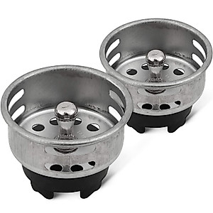 Highcraft 97733-2 Stainless Steel Junior Duo Strainer/Stopper (1.5 inch) Replacement Basket for Bar and Prep Sinks Drains Pack of 2