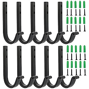 Hananona 10 Pcs Coat Hooks, Wrought Iron Hooks, Heavy Duty Wall Mounted Hooks, Hangers for Keys, Coats, Robe, Bags, Home, Kitchen (10, Black)