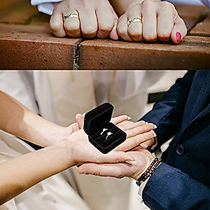 GBYAN Wedding Ring Box for Ceremony Velvet Couple Ring Box with LED Light Double Slot Jewelry Box for Engagement