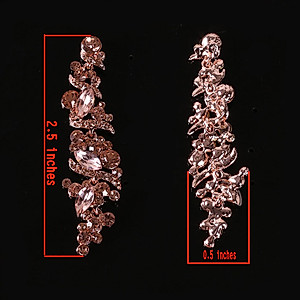 NLCAC Crystal Rose Gold Chandelier Earring Leaf Pendant Peach Earrings Dangle for Women
