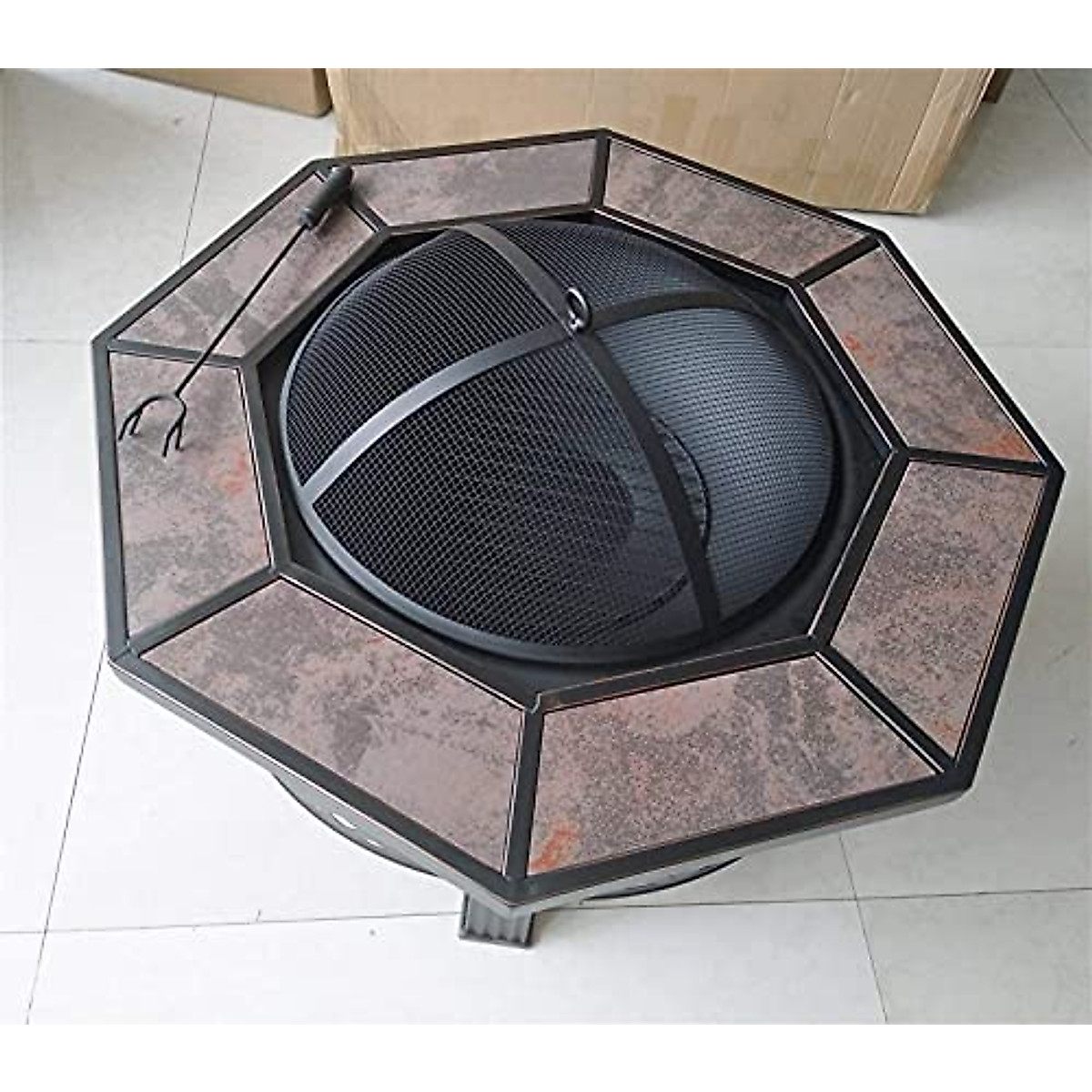 LEAYAN Garden Fire Pit Grill Bowl Grill Barbecue Rack Outdoor Fire Pit Garden Wood Burning Fire Pit Bowl Barbecue Table, Backyard Patio Lawn Garden Fire Pit Cooking Grate