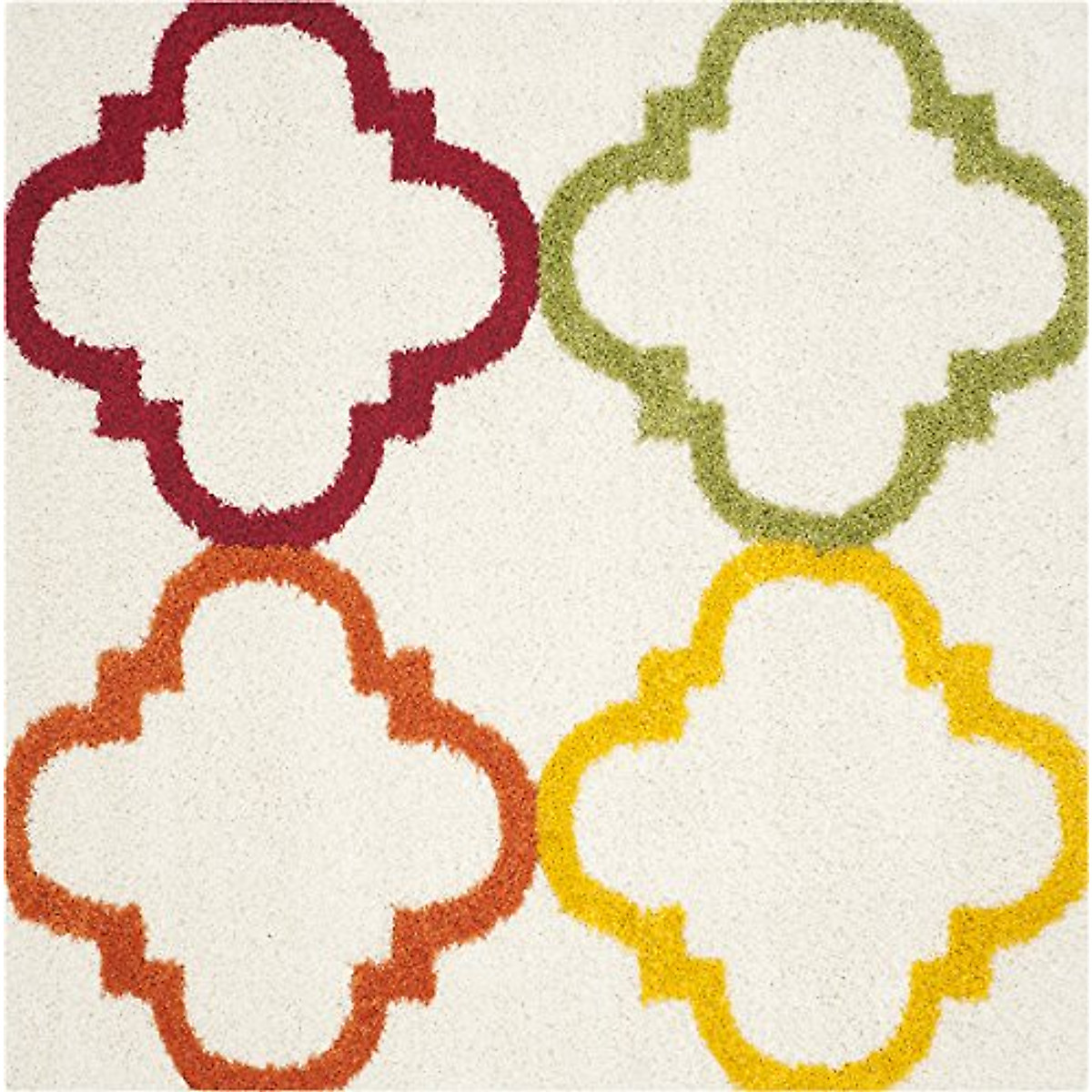 SAFAVIEH Kids Shag Collection 8' x 10' Ivory/Multi SGK563A Rainbow Moroccan Non-Shedding Living Room Bedroom Dining Room Entryway Plush 2-inch Thick Area Rug