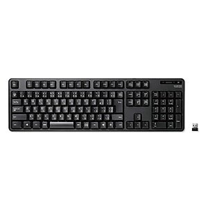 ELECOM Japanese Layout USB 2.4GHz Wireless Basic Keyboard for Computer and Laptop, 109 Keys, Full-Size with Numeric Keypad, Quiet and Compact, Foldable Stand, Windows Mac (TK-FDM106TBK)