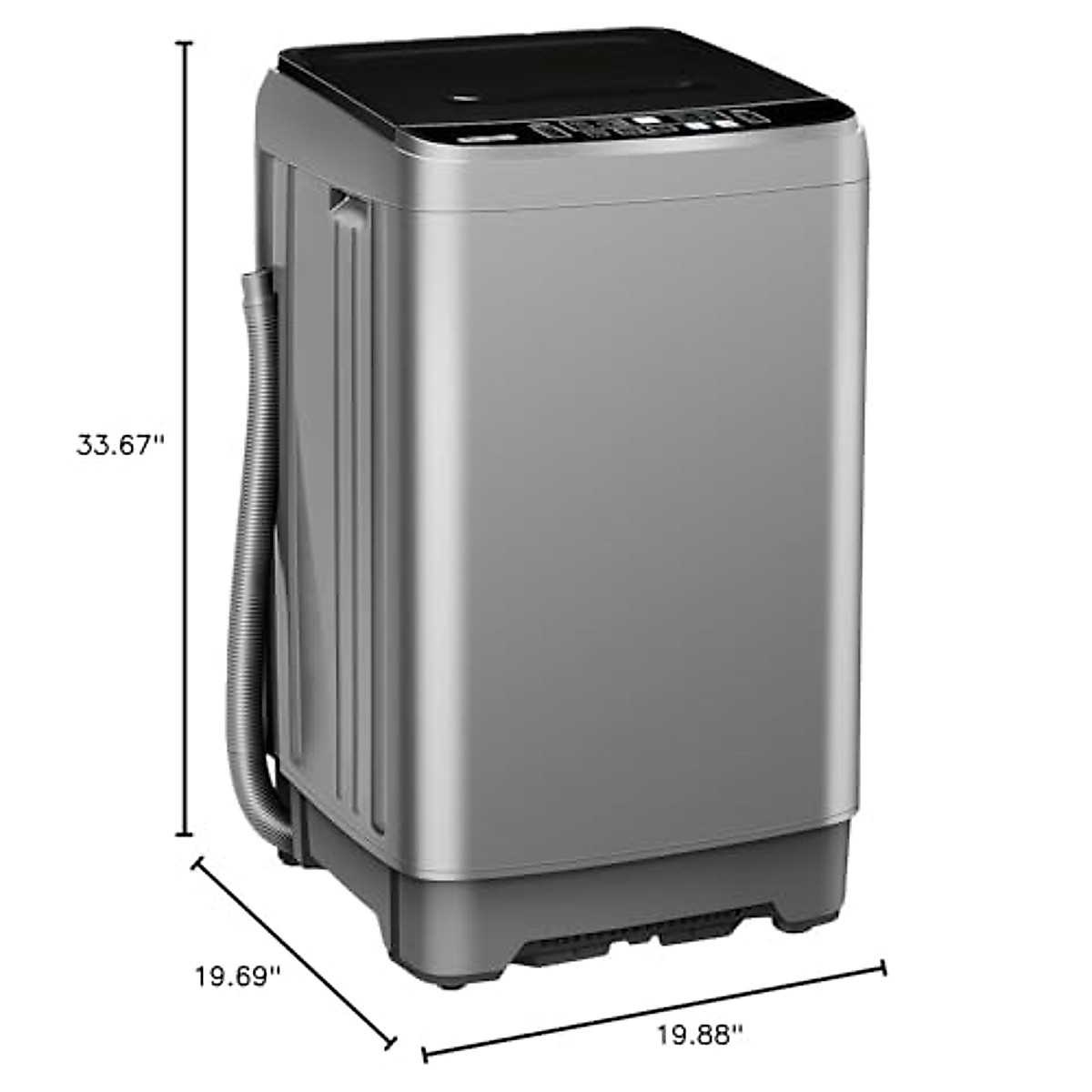 Kazigak Portable Washing Machine, 13.3lbs Automatic Laundry Machine with 10 Programs, LED Display, High-efficiency Compact Washer for Apartment, Home, Dorms, Rv, Grey