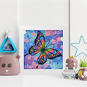 Nzhidey Butterfly Diamond Art Kits for Kids-Butterflies Diamond Art Painting Kits for Kids with Frame,Butterfly Diamond Art for Kids with Beautiful Package for Gift (6x6 inch)