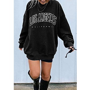 Women's Oversized Sweatshirt Los Angeles California Crewneck Long Sleeve Casual Loose Pullover Tops
