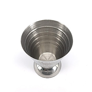 1 Piece Cocktail Jigger Measuring Cup Cocktail Measuring Cup Stainless Steel Bar Jigger Three Scales Coffee Measuring Jigger Up to 2.5oz, 5Tbsp, 75ml(Silver)