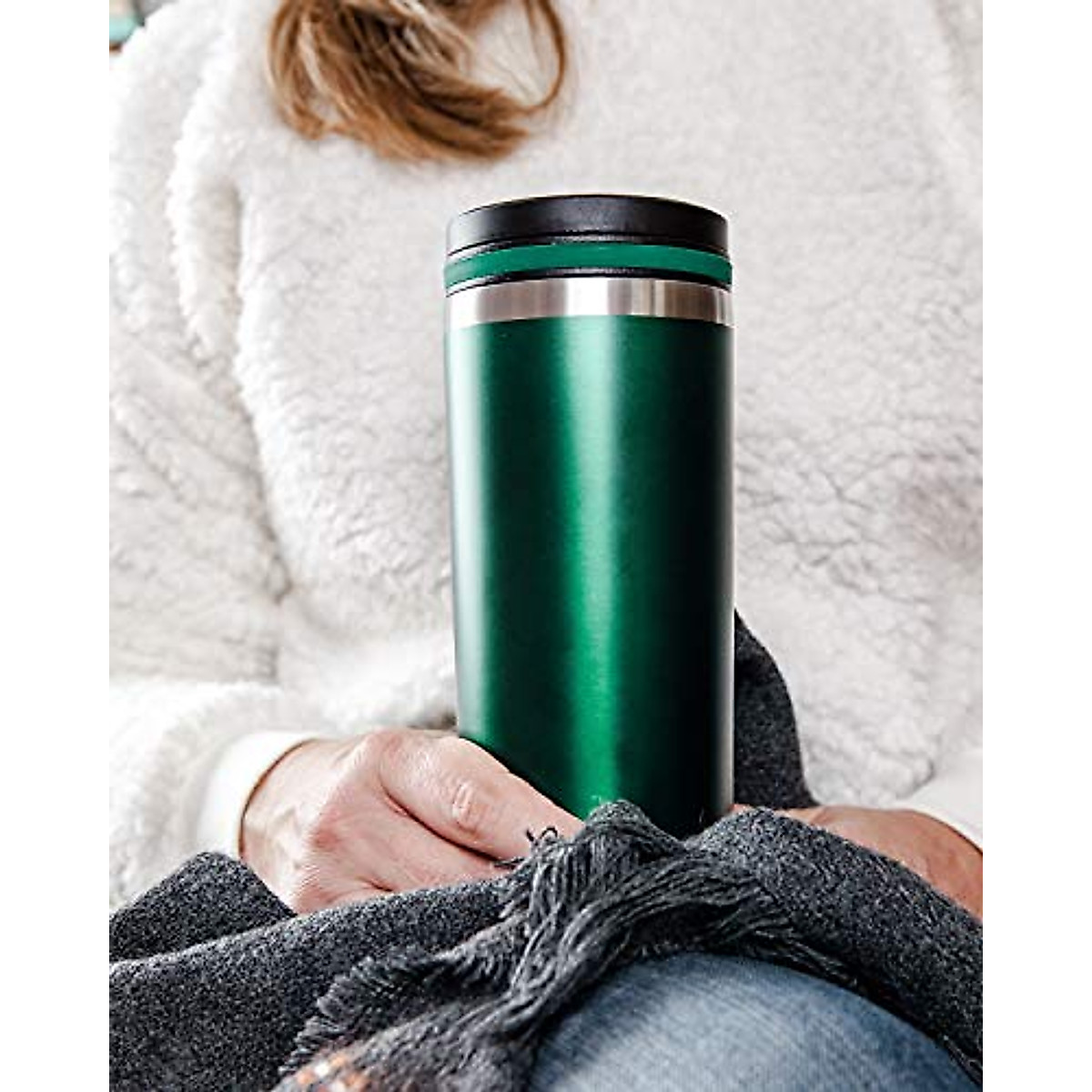 Cupture TWIST-TOP Vacuum-Insulated Stainless Steel Travel Mug, 16 oz, Emerald Green