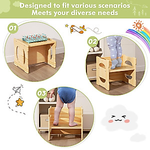 NOVGOBHOT Montessori Weaning Table and Chair Set, Toddler Activity Table and Chair Set, Multifunctional Montessori Furniture Learning Eating Table for 1-4 Age Toddler Gift