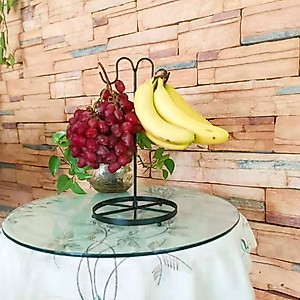 YY YEARCHY Banana Holder Hanger Stand Hook Keeper for Kitchen Countertop Produce Saver Banana Holder Kitchen Decro Fruit Tree Hanging Fresh Food Storage (Black, Double Hook)