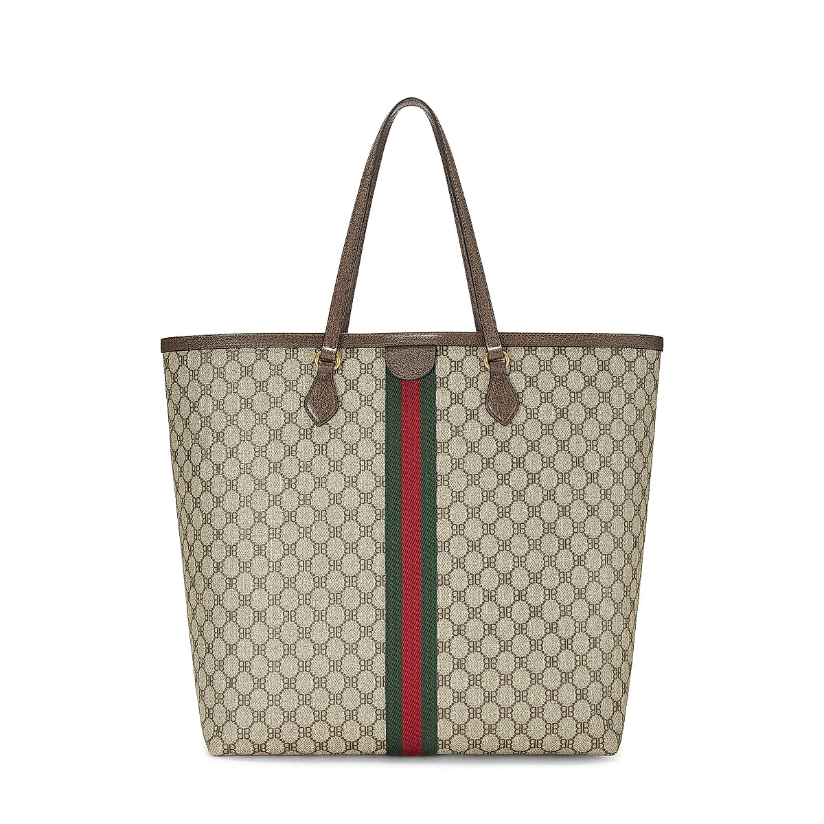 Balenciaga, Pre-Loved Balenciaga x Gucci Beige Coated Canvas Hacker Graffiti Tote Large, Brown