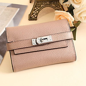 ENYISDAN Women's Long Leather Wallet Button Wallet for Women Fashion Personality Clutch Trifold Ladies Credit Card Holder (pink)