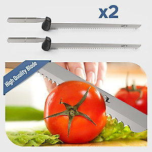 VLOXO Cordless Electric Knife, Electric Knives Rechargeable Bread Knife with Safety Lock Ergonomic Handle Electric Meat Knife for Carving Meat Bread Steak Fish Fillet Cheese Include 2 Blades