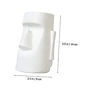 Operitacx Stone Pencil Holder Multifunctional Storage Box Eye Glasses Storage Organizer Pencil Organizer Case Easter Island Stone Pen Holder Desk Pen Organizers Desktop Storage Holder White