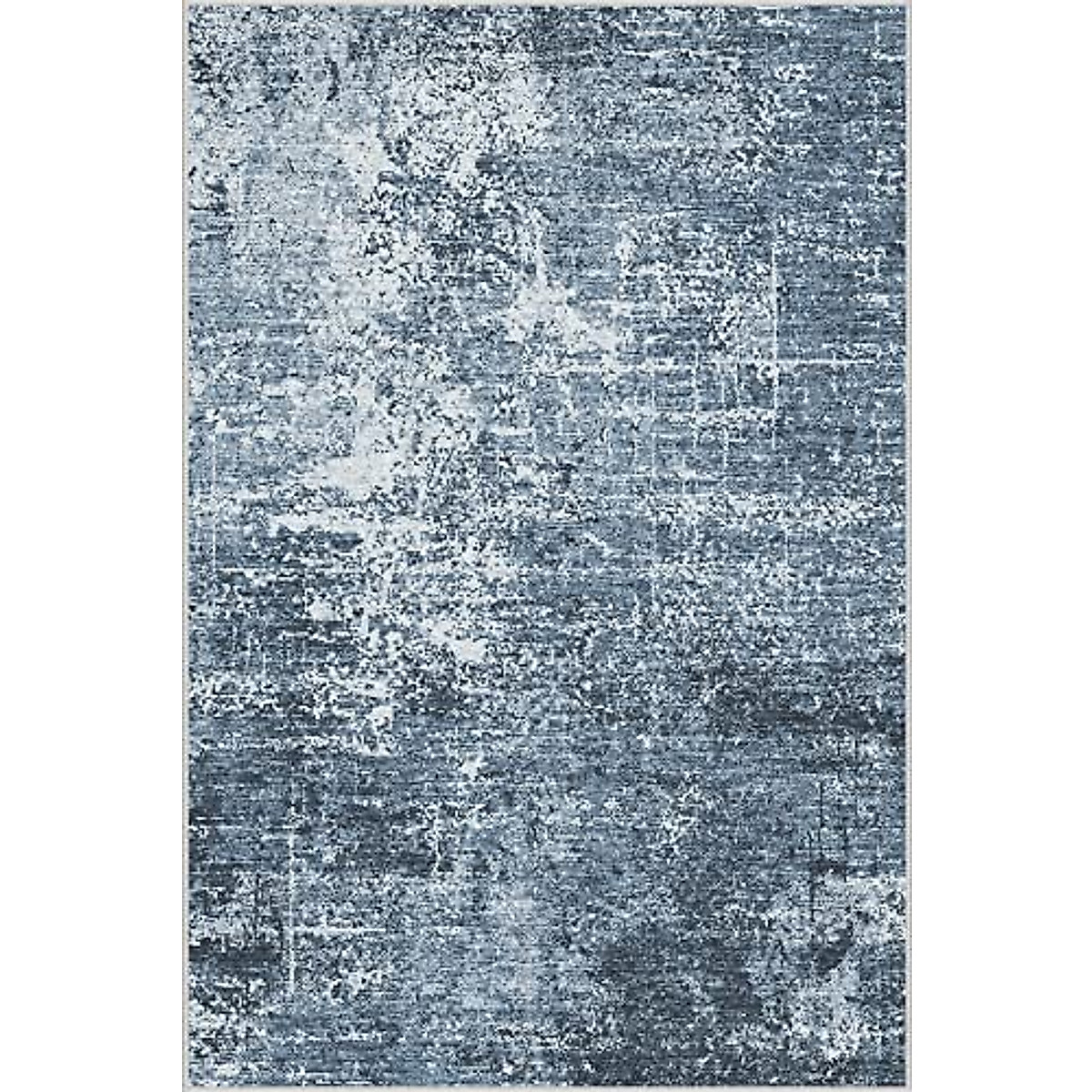 Dripex Modern Abstract Collection Area Rug, Washable 4x6 Rug Soft Fluffy Indoor Carpet Area Rugs for Living Room Bedroom Kids Rooms, Dark Blue Non-Slip Faux Fur Throw Rug Floor Mats for Home