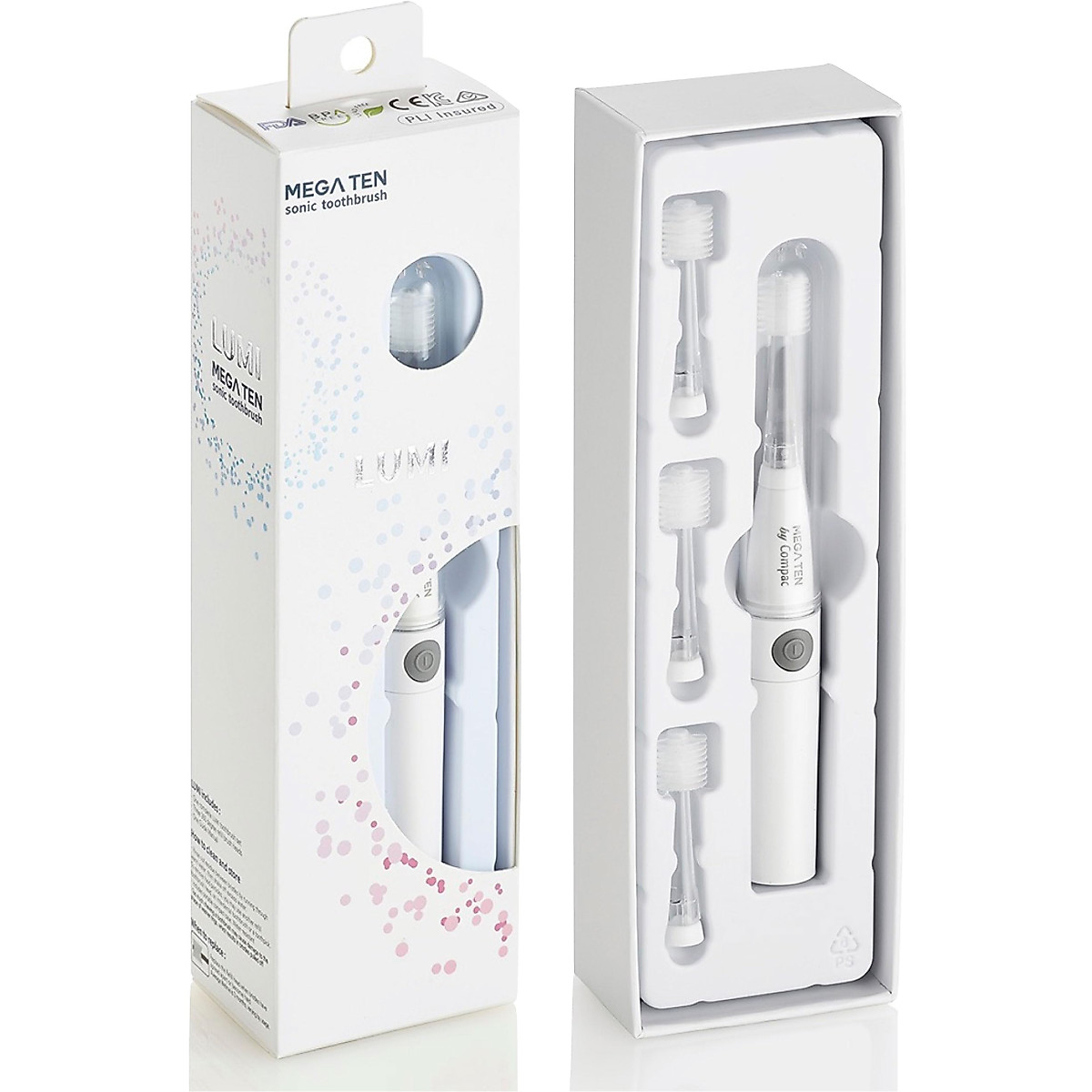 Brilliant Lumi 360 Round Head Travel Sonic Electric Toothbrush for Adults - Tooth Brush with LED Microfiber Bristles Gentle Sonic Technology for a Smile, Vibrating Toothbrush, 4 Brush Heads