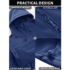 TACVASEN Men's Ski Snow Fleece Jackets Special Ops Military Tactical Pockets Rain Jacket Waterproof Warm Fall Winter Coat Softshell Royal blue 2XL