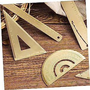 Ciieeo Triangle Ruler Triangular Ruler Stainless Steel Ruler Nordic Style Ruler Metal Protractor Plastic Ruler Clear Math Ruler Triangle Metric Ruler School Supplies with Hole Stationery