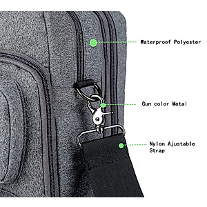 Hybrid Briefcase Backpack Convertible Large 17inch College School Computer bag Multi-Functional Travel Rucksack (Grey)