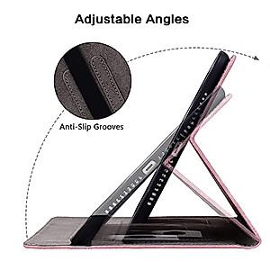 Ammeer Case for Samsung Galaxy Tab A8 10.5", Retro Rose Flower Pattern Flip Smart Cover Wallet PU Leather Bag Stand Card Slots Holder Elastic Band - Pink