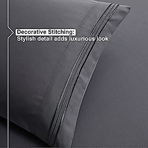 Nestl Split King Sheets for Adjustable Beds - 5 Piece Split King Sheets Set, Deep Pocket, Hotel Luxury, Extra Soft, Breathable and Cooling, Grey Split King Bed Sheets