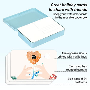 PATIKIL 24 Sheets Watercolor Postcards, 4x6 Blank Watercolor Paper Post Cards 140lb/300gsm Journal 100% Cotton Paper Bulk for Mailing Paint DIY Art Invitations Greeting, Medium and Smooth