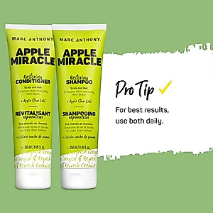Marc Anthony Shampoo and Conditioner Set, Restoring Apple Miracle - Shine & Volume, Hair Growth, Breakage & Frizz Control - Apple Extract, Biotin, Keratin, & Grapeseed Oil - Dry Scalp & Damaged Hair(Packaging may vary)